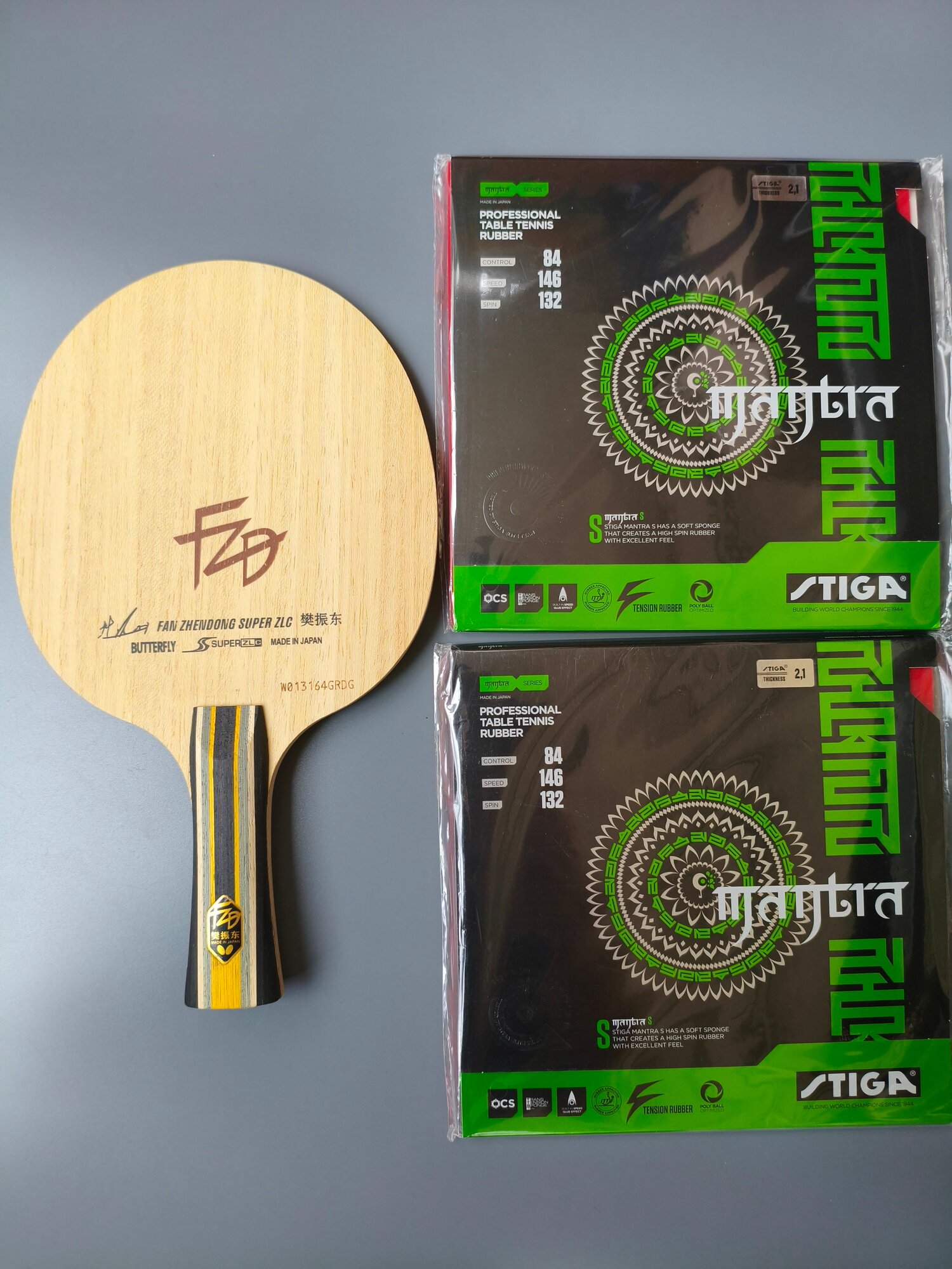 Ракетка ручной сборки butterfly fan zhendong super ZLC + Mantra S