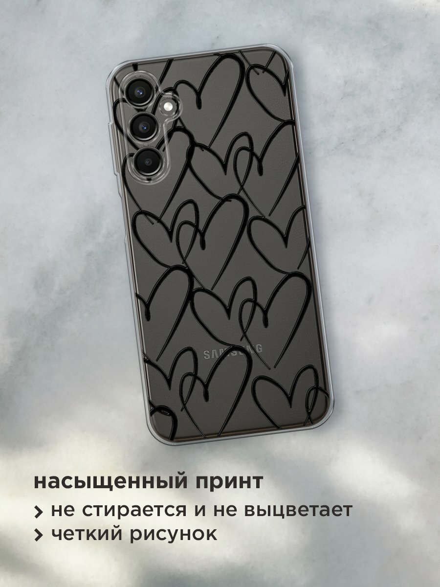 Чехол на Samsung Galaxy A24 / Самсунг Галакси A24 с принтом "Hearts doodle black 1" — фото 1