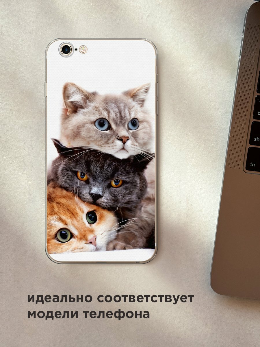 Чехол на Apple iPhone 6 Plus/6S Plus / Айфон 6 Плюс/Айфон 6С Плюс с принтом "Пушистые мордашки" — фото 1