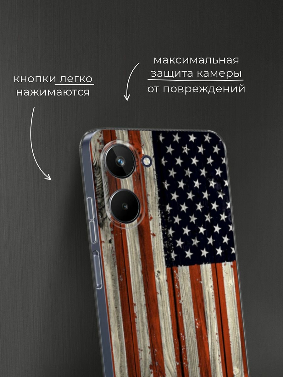 Силиконовый чехол на Realme 10 4G / Реалми 10 4G с принтом "США" — фото 1