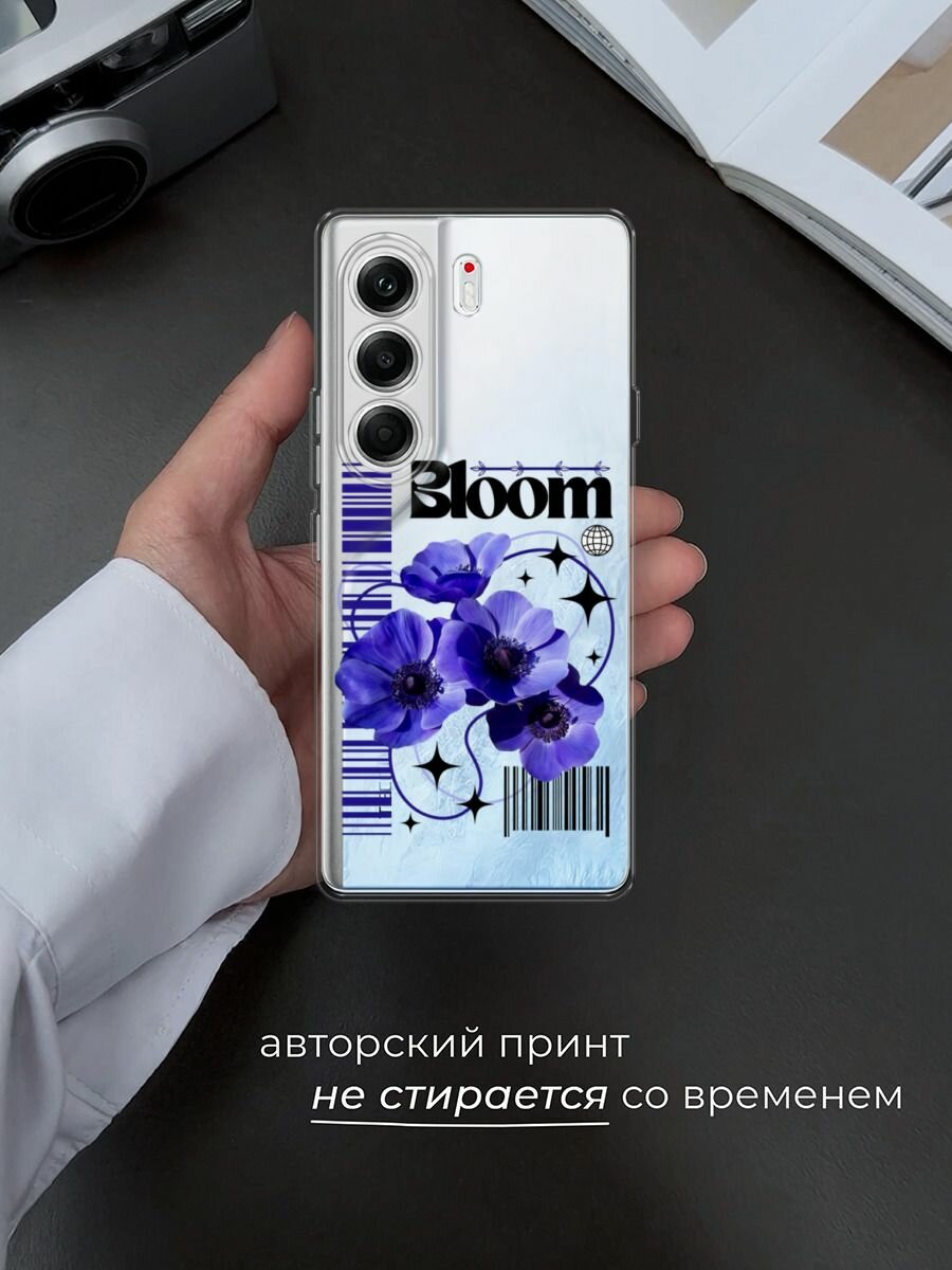 Чехол на Tecno Camon 40 Pro / Текно Камон 40 Про с принтом "Завораживающие анемоны", прозрачный — фото 1