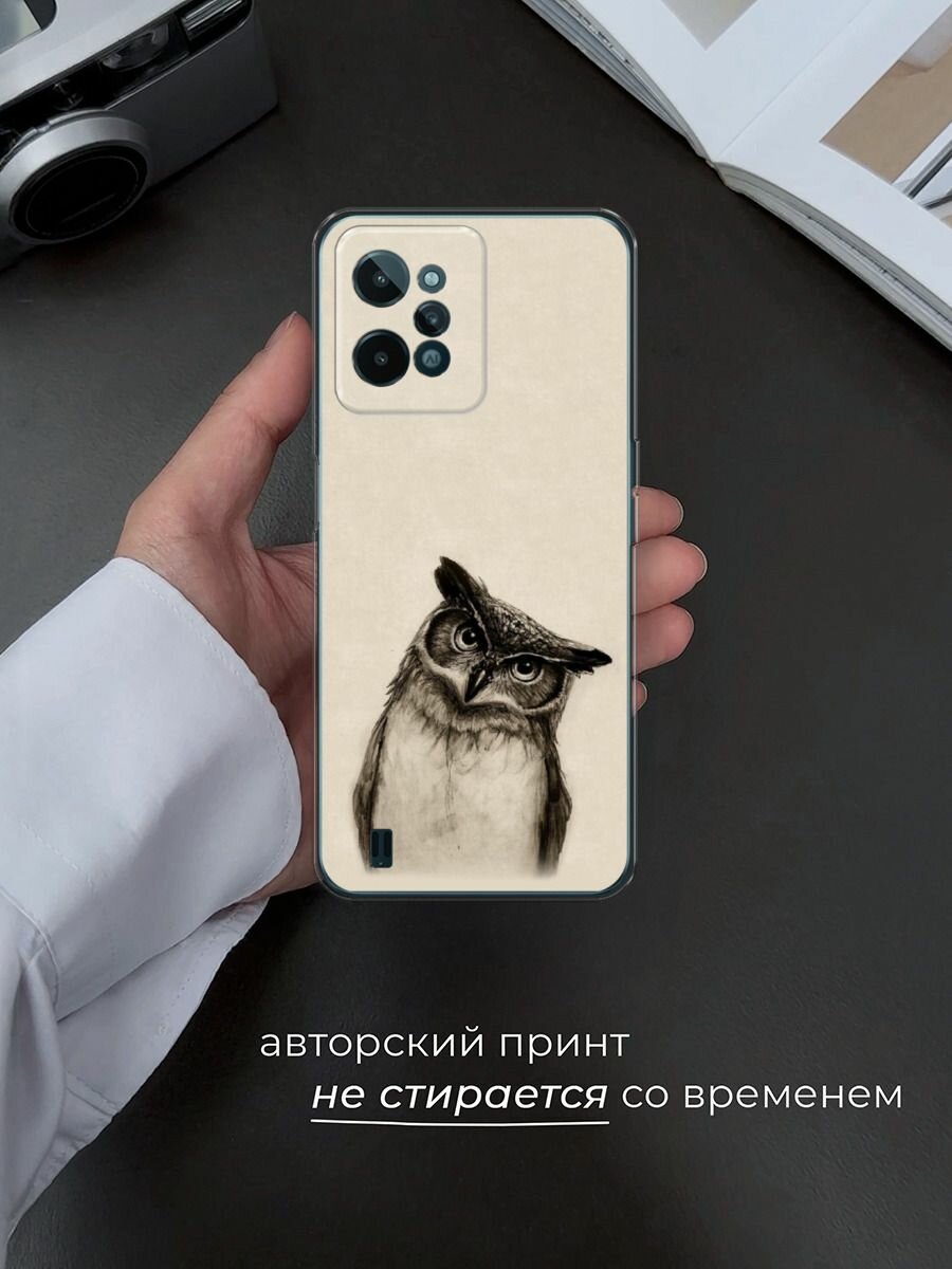 Силиконовый чехол на Realme C31 / Реалми C31 с принтом "Сова" — фото 1