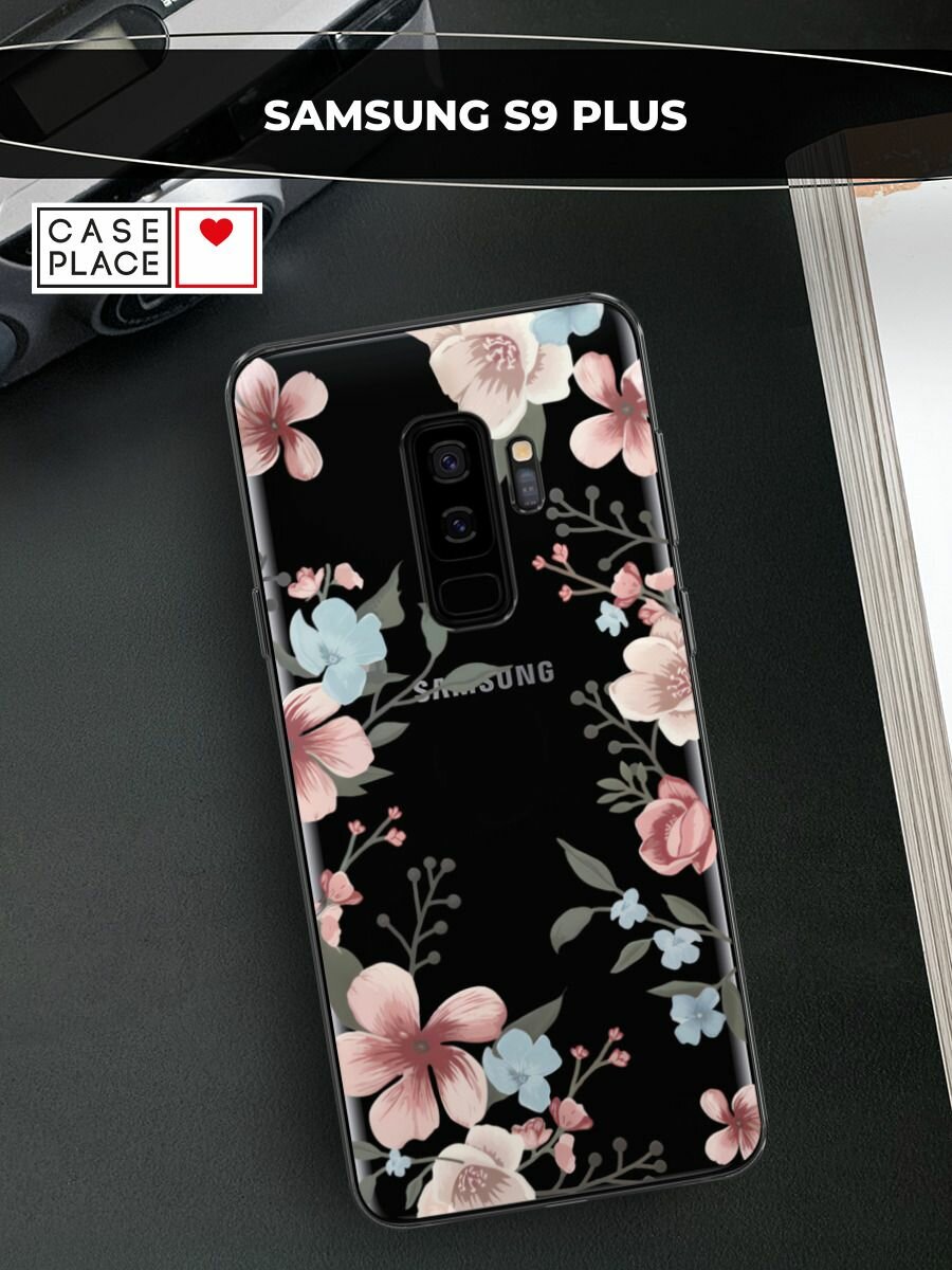 Чехол на Samsung Galaxy S9 + / Самсунг Галакси С9 Плюс с принтом "Нежная рамка из цветов", прозрачный
