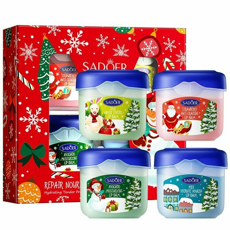 Набор бальзамов (гигиенической помады) для губ (Киви, авокадо, Клубника), 4х7 г.