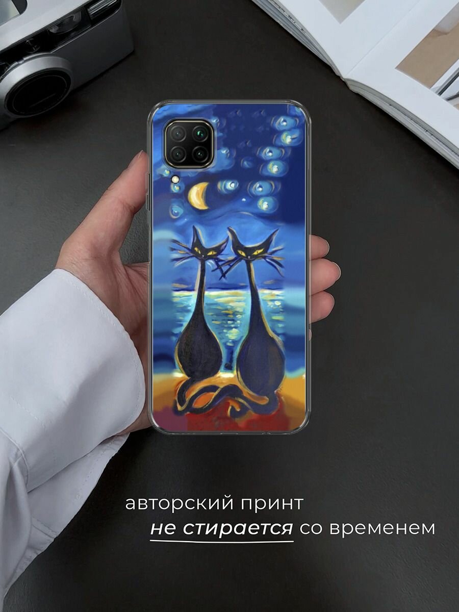 Чехол на Honor 30S Global/Huawei P40 Lite 5G/Nova 7 SE с принтом "Влюбленные котики 7" — фото 1