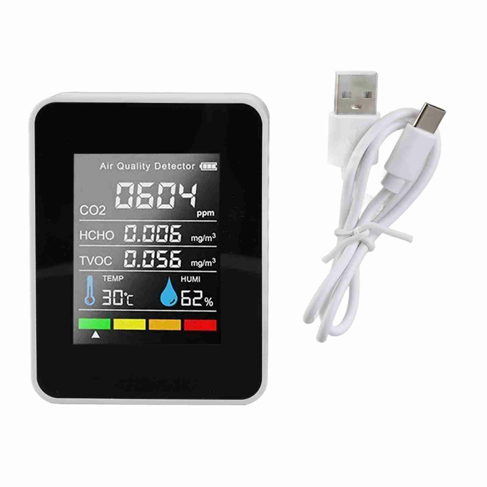 Портативный CO2-монитор, детектор углекислого газа, измеритель температуры, влажности и качества воздуха, большой ЖК-дисплей для измерения CO2