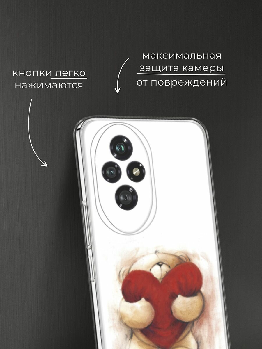 Чехол на Honor 200 / Хонор 200 с принтом "Мишка с сердцем 1" — фото 1
