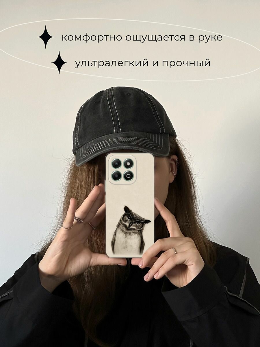 Силиконовый чехол на Honor X6b / Хонор X6b с принтом "Сова" — фото 1