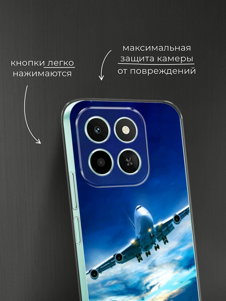 Силиконовый чехол на Honor X6c / Хонор X6c с принтом "Самолет в небе" — фото 1