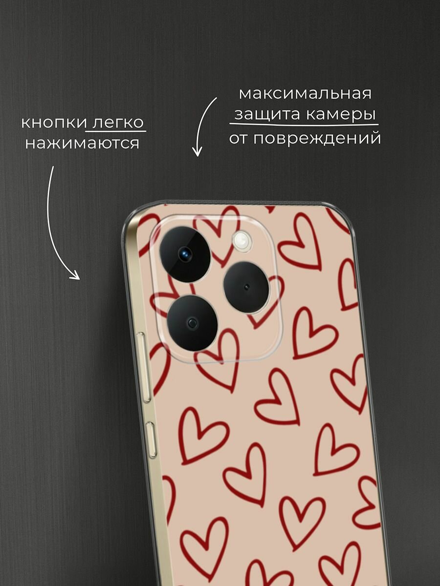 Чехол на Realme 15T / Реалми 15Т с принтом "Little hearts doodles 1 - 14 февраля" — фото 1