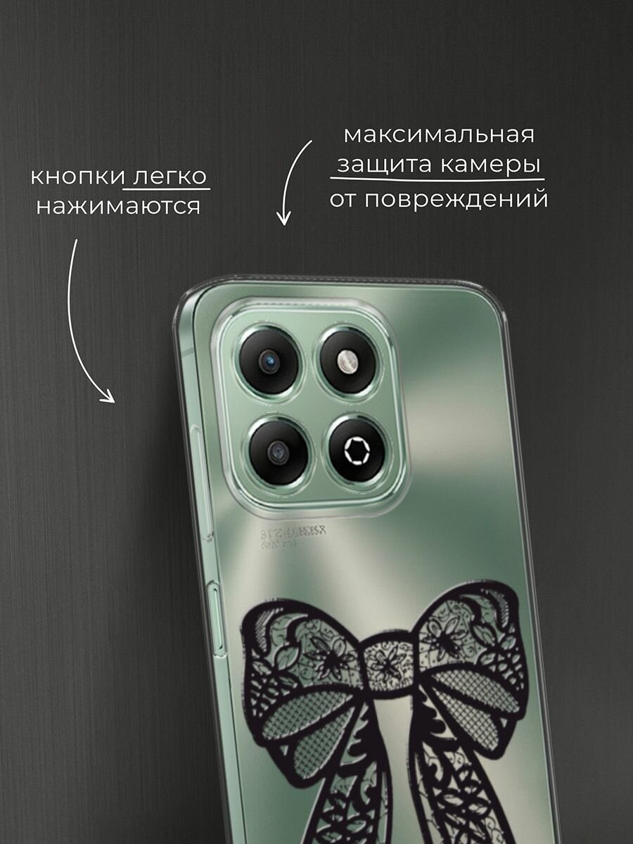 Чехол на Honor X6b / Хонор X6b с принтом "Черный сетчатый бант 2" — фото 1