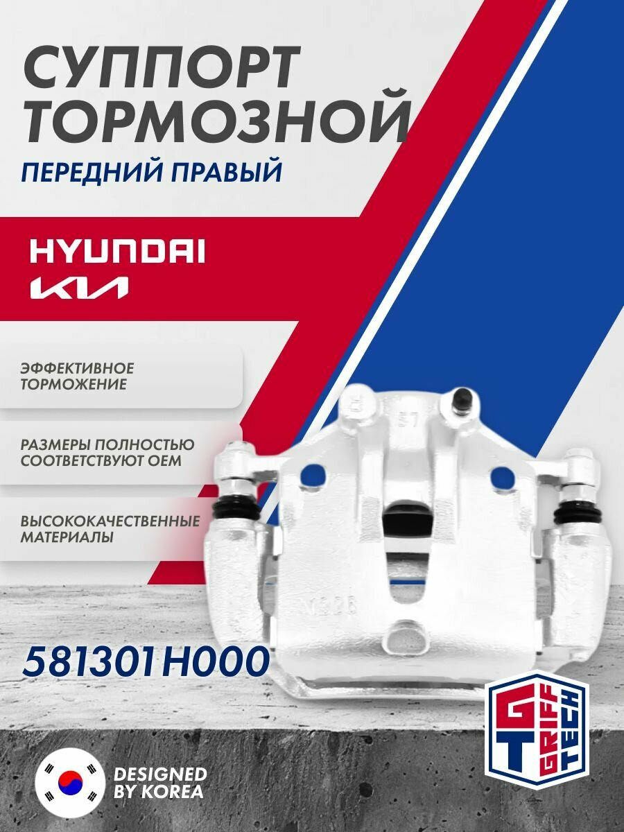 Суппорт GRIFF TECH тормозной передний правый KIA Ceed , HYUNDAI i30 ; 581301H000