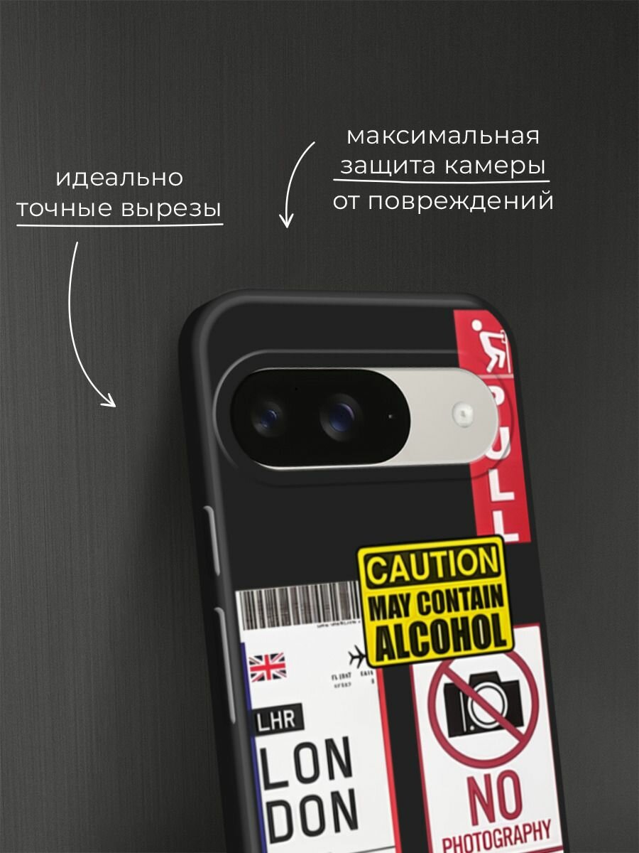 Черный матовый чехол на Google Pixel 9 / Гугл Пиксель 9 с принтом "Подборка знаки" — фото 1