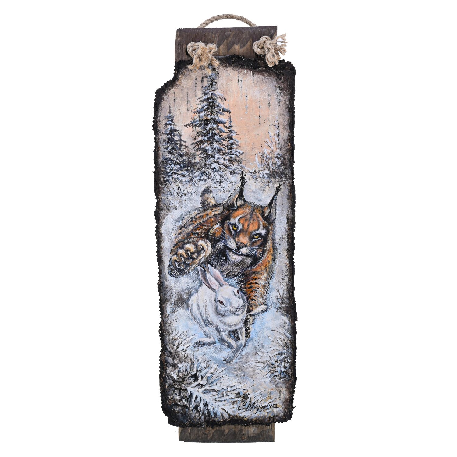 Картина на бересте "Делай ноги" 19х63 см