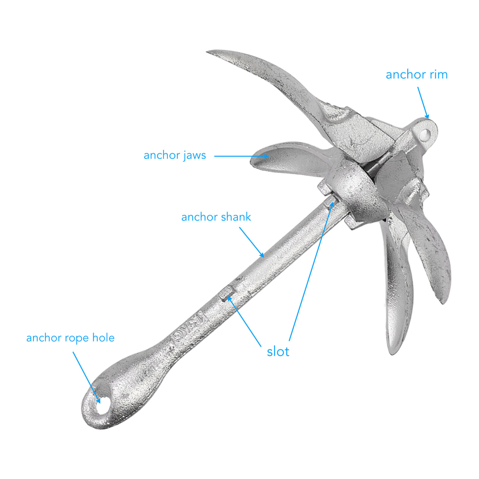 Универсальный лодочный якорь из углеродистой стали, складной, 1,5 кг/3,31 фунта с 20-метровым тросом для морских судов