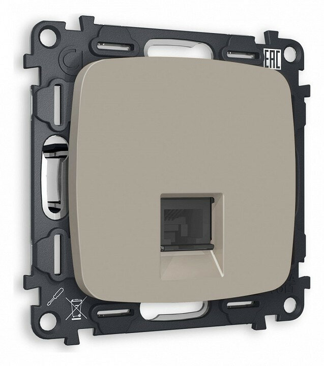 Розетка Ethernet RJ-45 и со шторками, без рамки Ambrella Volt OMEGA MO372010