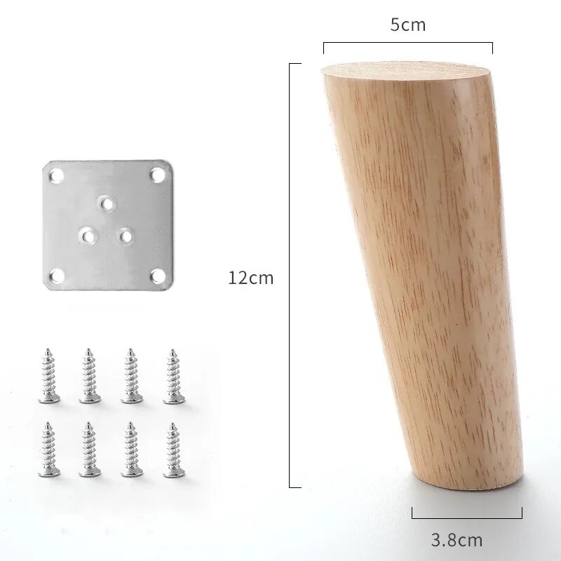 4 шт, ножки для мебели из цельного дерева, высота 10-30 см, наклонный конус, диван-кровать, 12CM