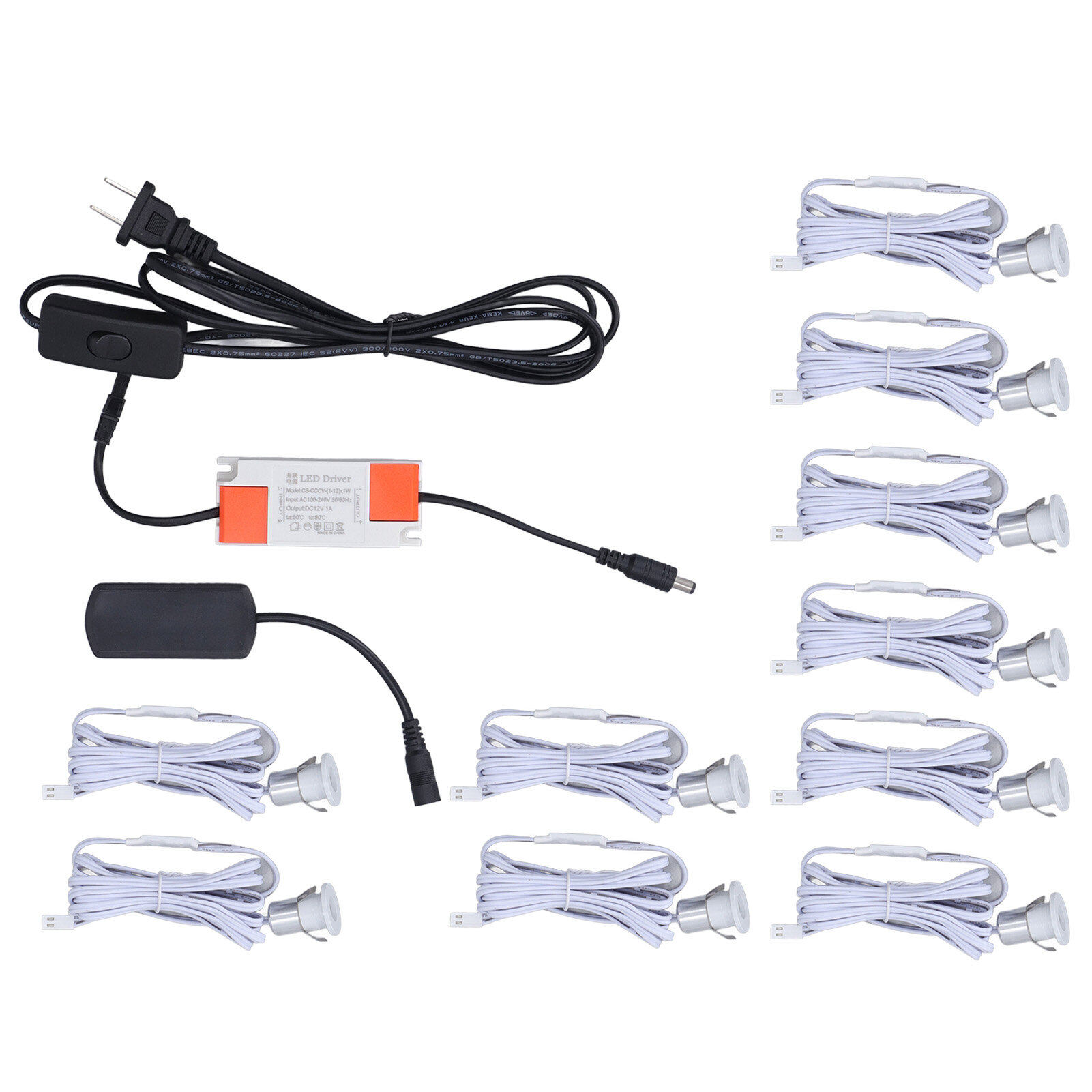 Мини-светодиодный прожектор, 1 Вт, витрина для ювелирных изделий, потолочный встраиваемый светильник, микро-лампа для чтения на колесах, вилка стандарта США, 100‑240 В, белый свет