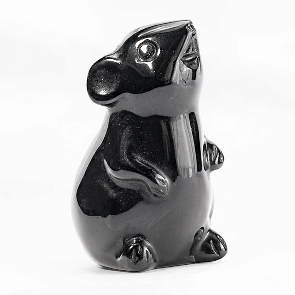 Черная фигурка мышки из обсидиана, 1PC