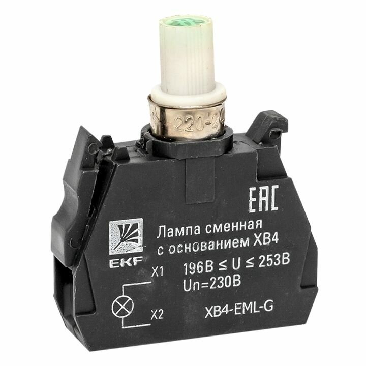 Лампа сменная EKF PROxima, основание XB4, зеленая, 230В