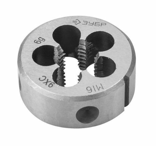 Плашка ЗУБР круглая ручная М16x1.5мм, сталь 9ХС