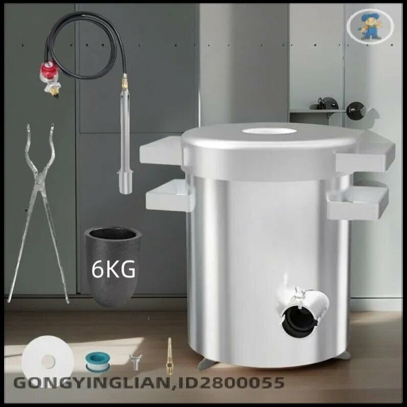 Эксклюзивная пропановая горелка для плавки драгоценных и цветных металлов, укомплектованная графитовым тиглем 6 кг и обеспечивающая нагрев до 1300 градусов по Цельсию