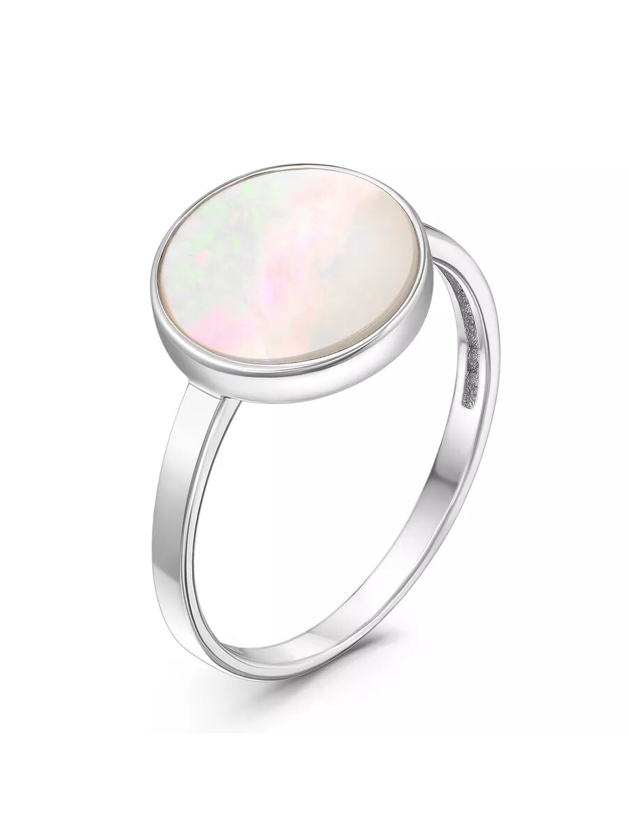 Кольцо тонкое, серебро, 925 проба, перламутр