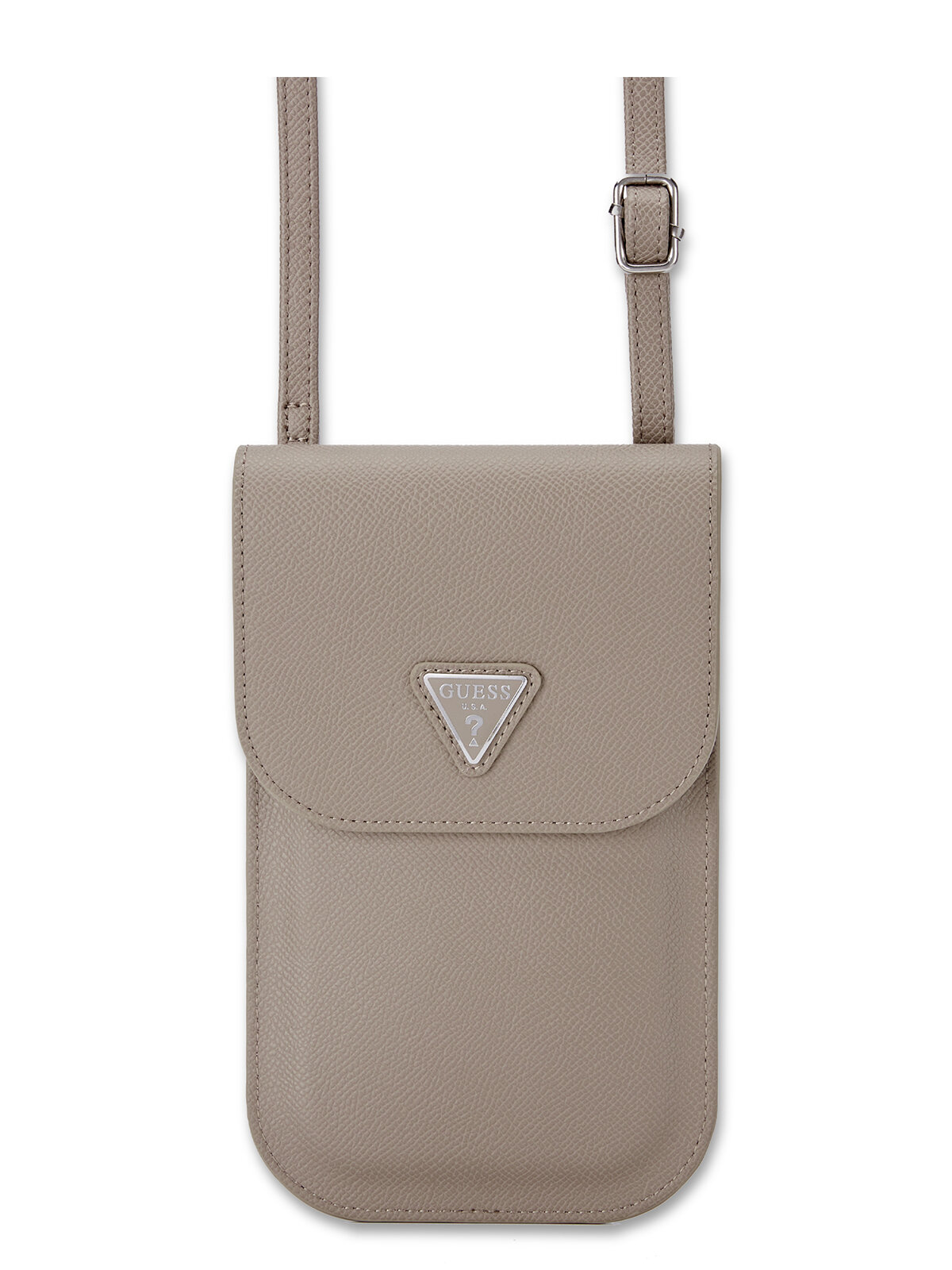 Сумка для смартфона Guess из зернистой экокожи Grained, кросс-боди, с карманом для карт, коричневый