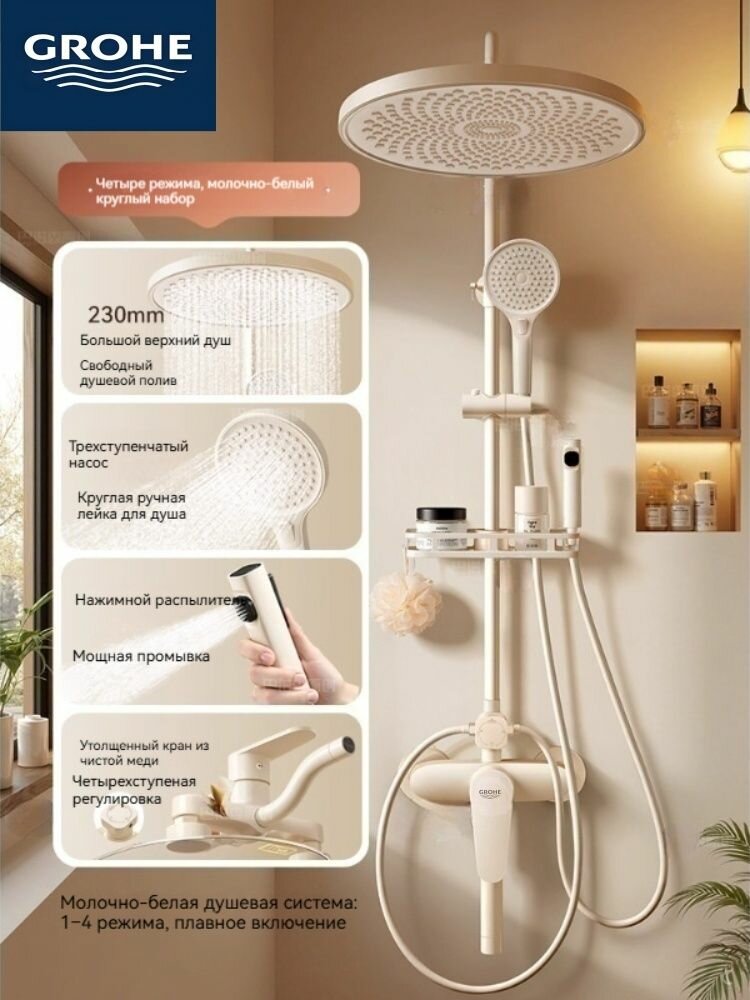 Новый высокотехнологичный душевой гарнитур от GROHE 4 режима