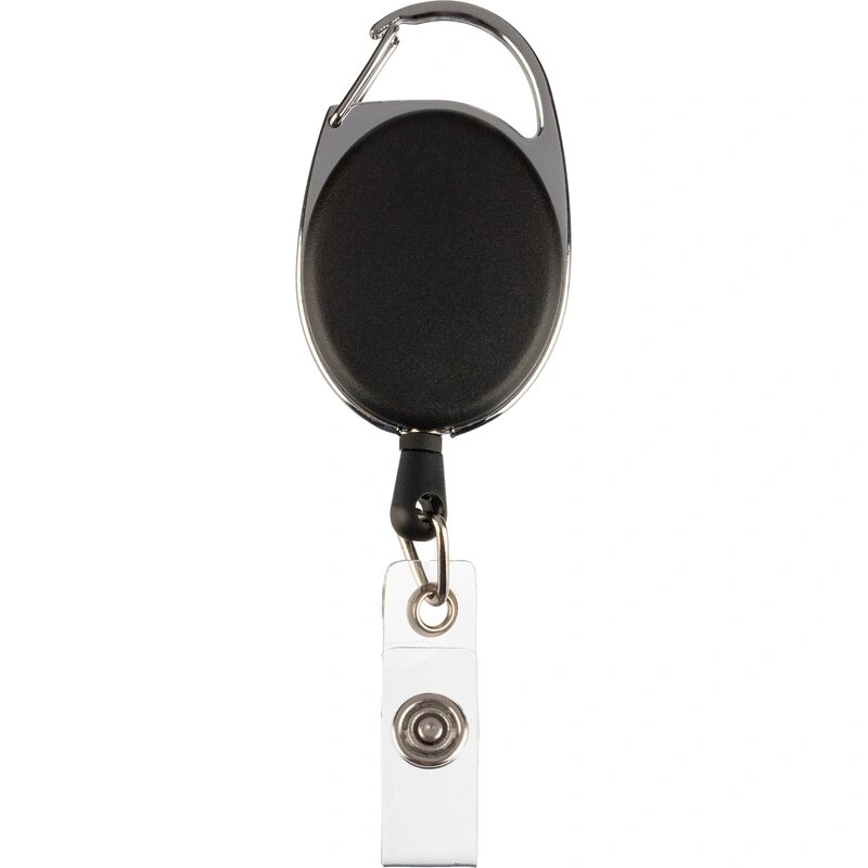 Держатель для бейджа Комус с рулеткой черный (без бейджа) 1шт