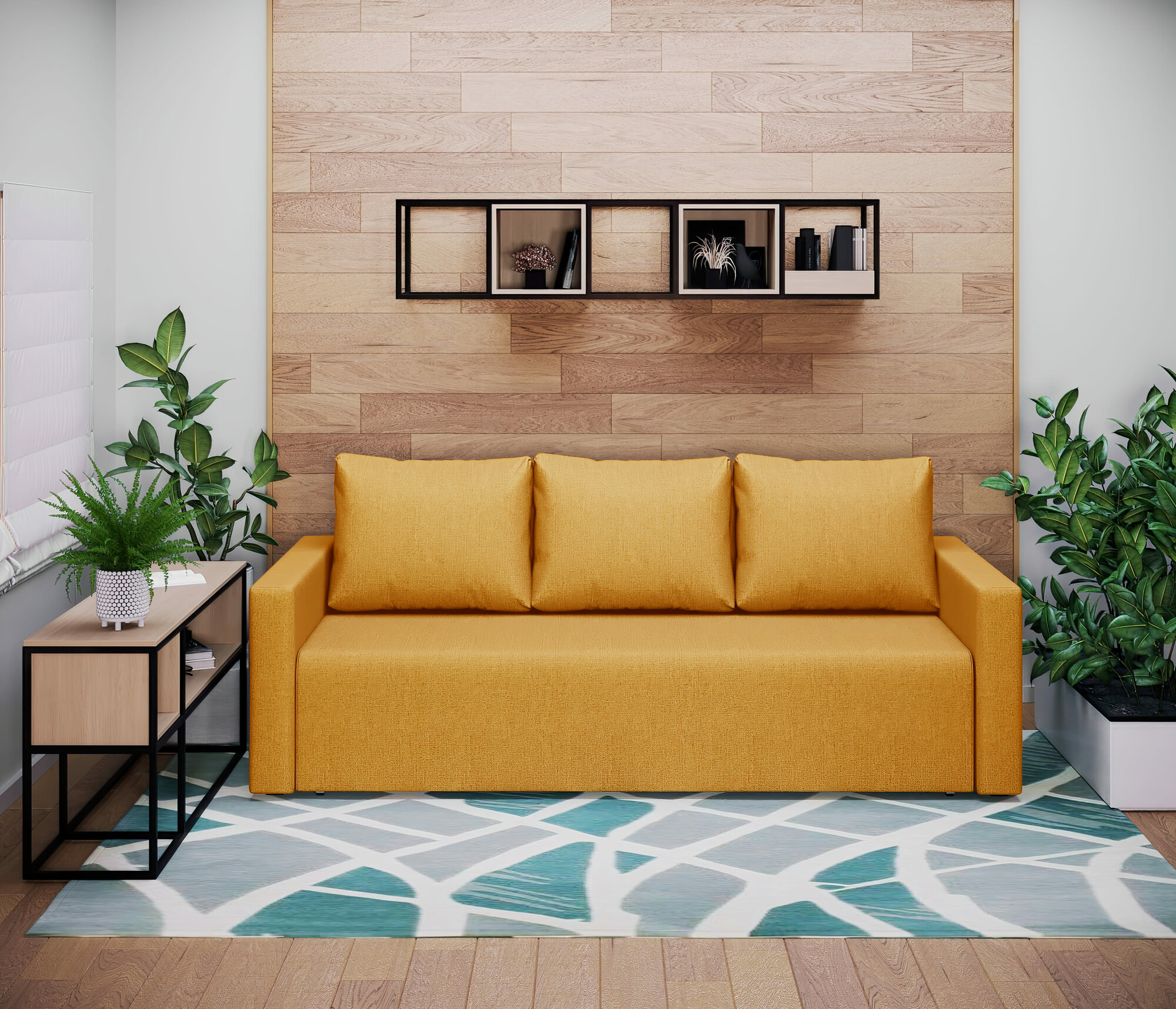 Диван Олимп 2 , еврокнижка, рогожка саванна плюс йеллоу, ППУ