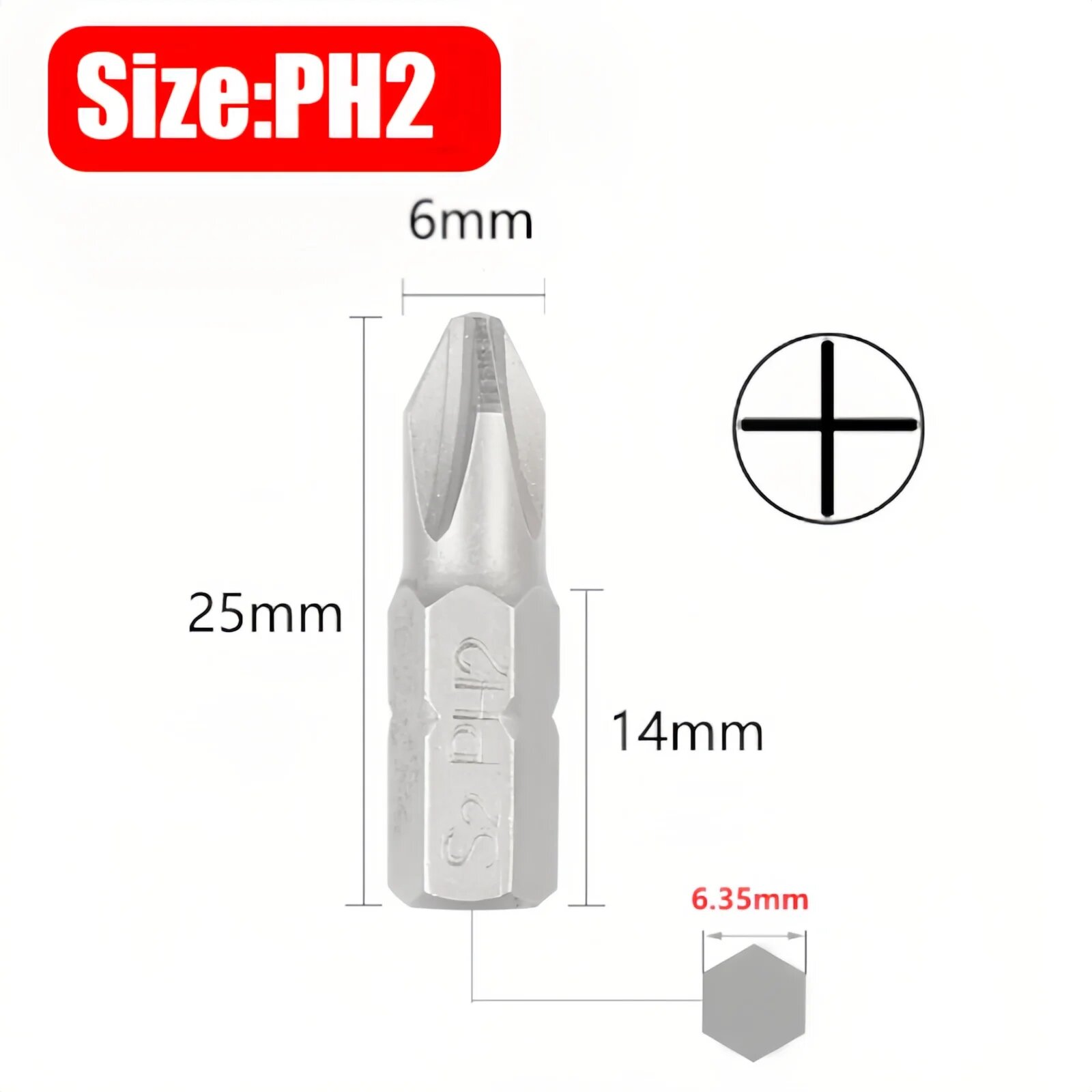Набор ударных сверл S2 Steel Hex Shank PH0 PH1 PH2 PH3