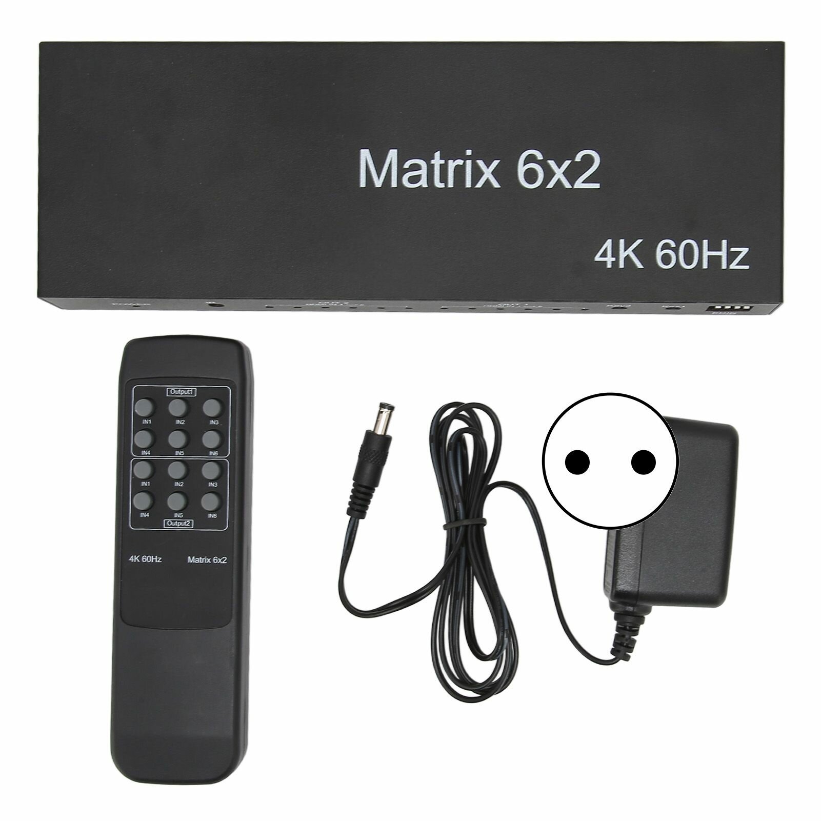 Матричный коммутатор HDMI с разрешением 4K @ 60 Гц, 6 входов и 2 выхода, поддерживает HDCP 2.2 3.5 мм + оптический аудио