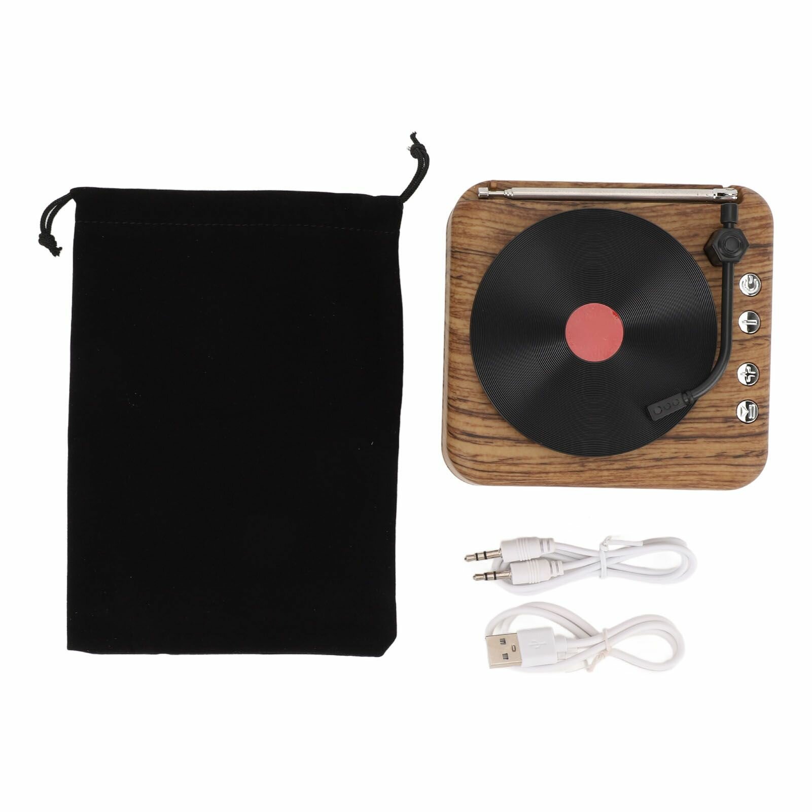 Динамик для винилового проигрывателя, 360 стерео, винтажный, BT, мощный бас, портативный, цвет "дерево"
