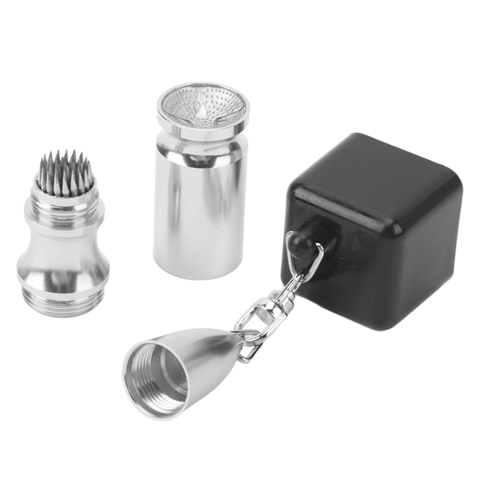 Универсальный держатель для бильярдного мела 4 в 1, держатель для мела для пула и кия, портативный держатель для наконечника кия для пула и снукера, серебристый/черный.