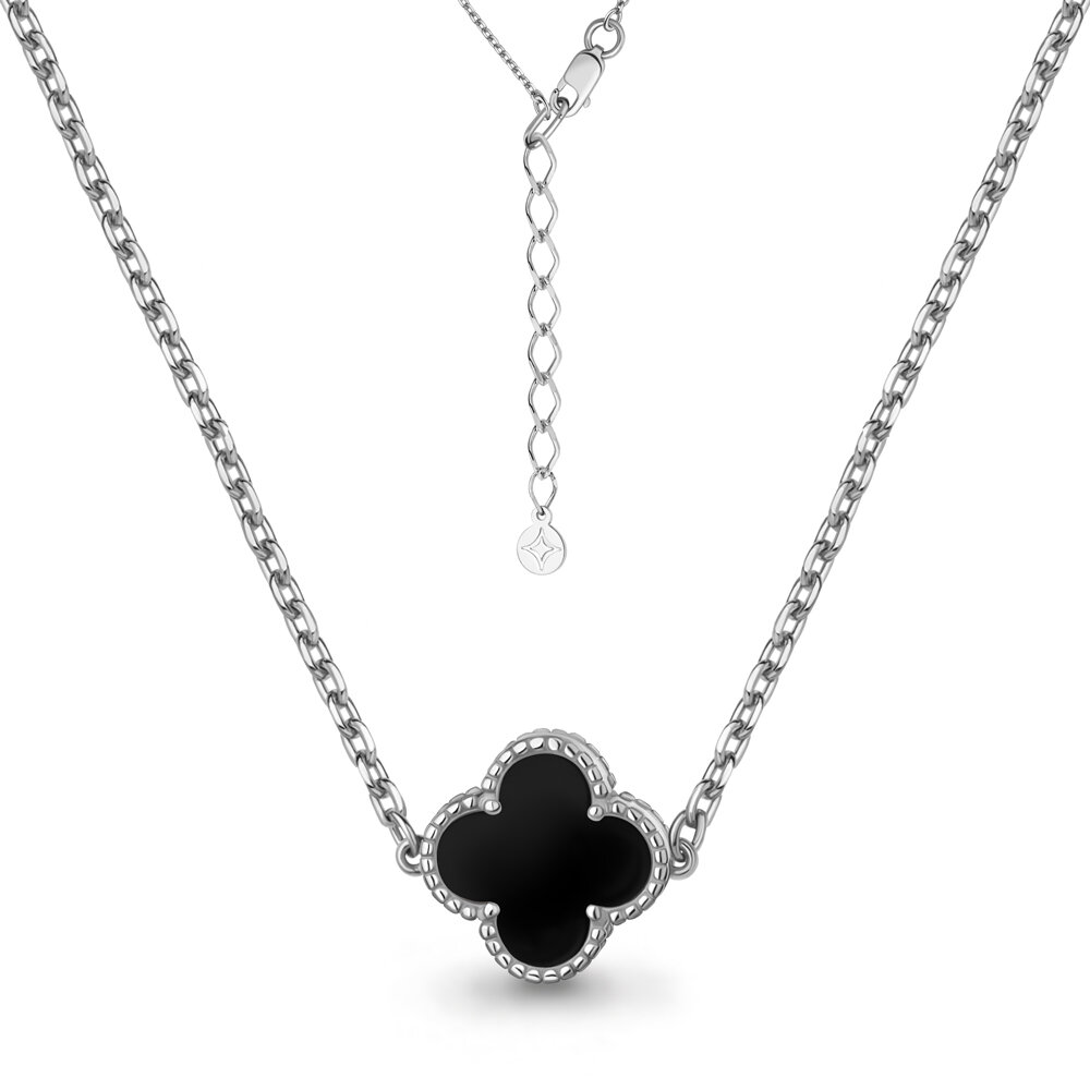 Колье, серебро, 925 проба, родирование, оникс