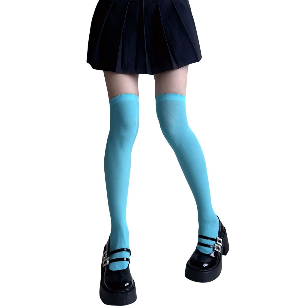 Женские японские шелковые чулки JK до бедра, разноцветные непрозрачные эластичные носки выше колена для аниме-девушки, чулочно-носочные изделия для косплея