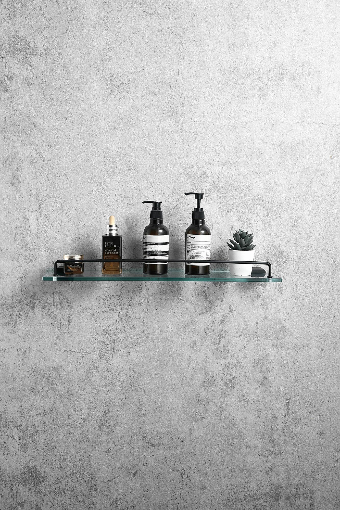 Полка для ванной комнаты стеклянная, металлическая черная BELZ B90907