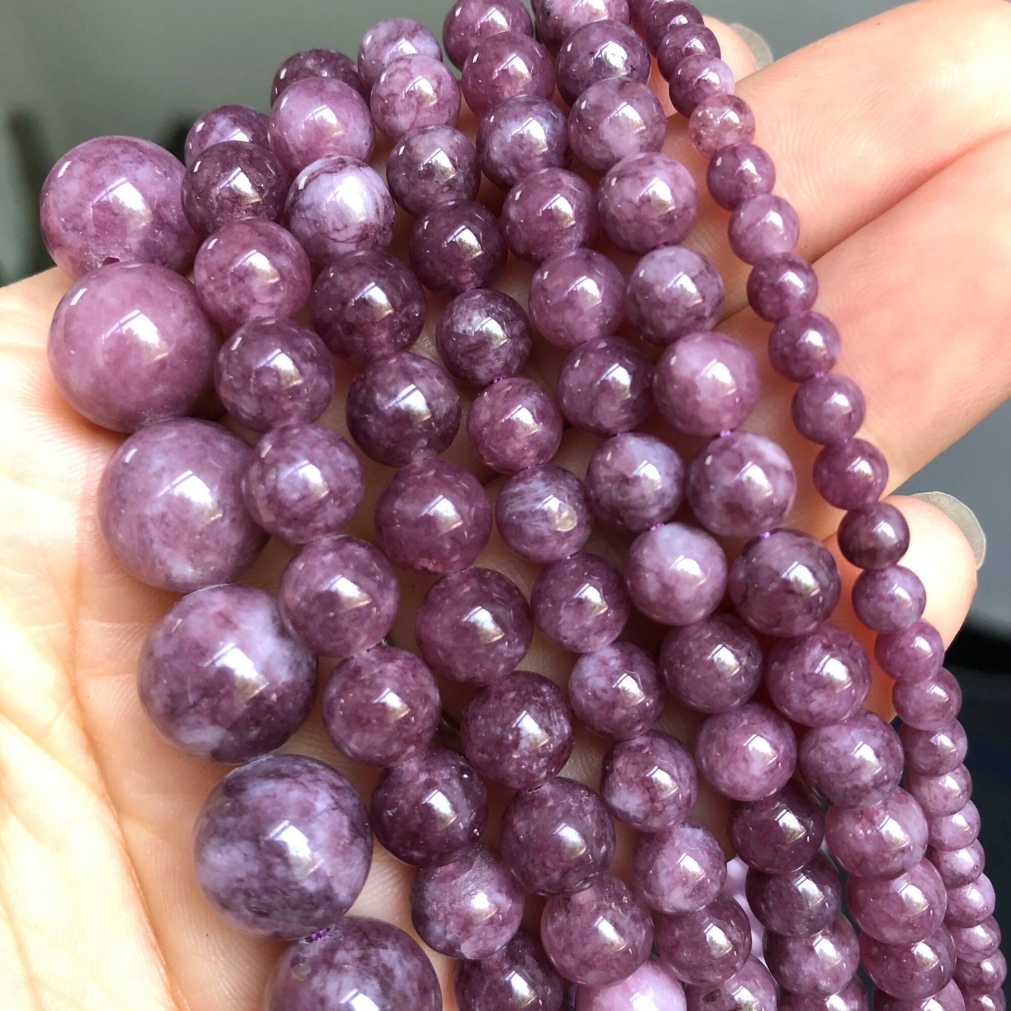 Халцедон бусины Xilitata 4/6/8/10/12 мм Фиолетовый, 8mm (approx 46pcs), Lepidolite