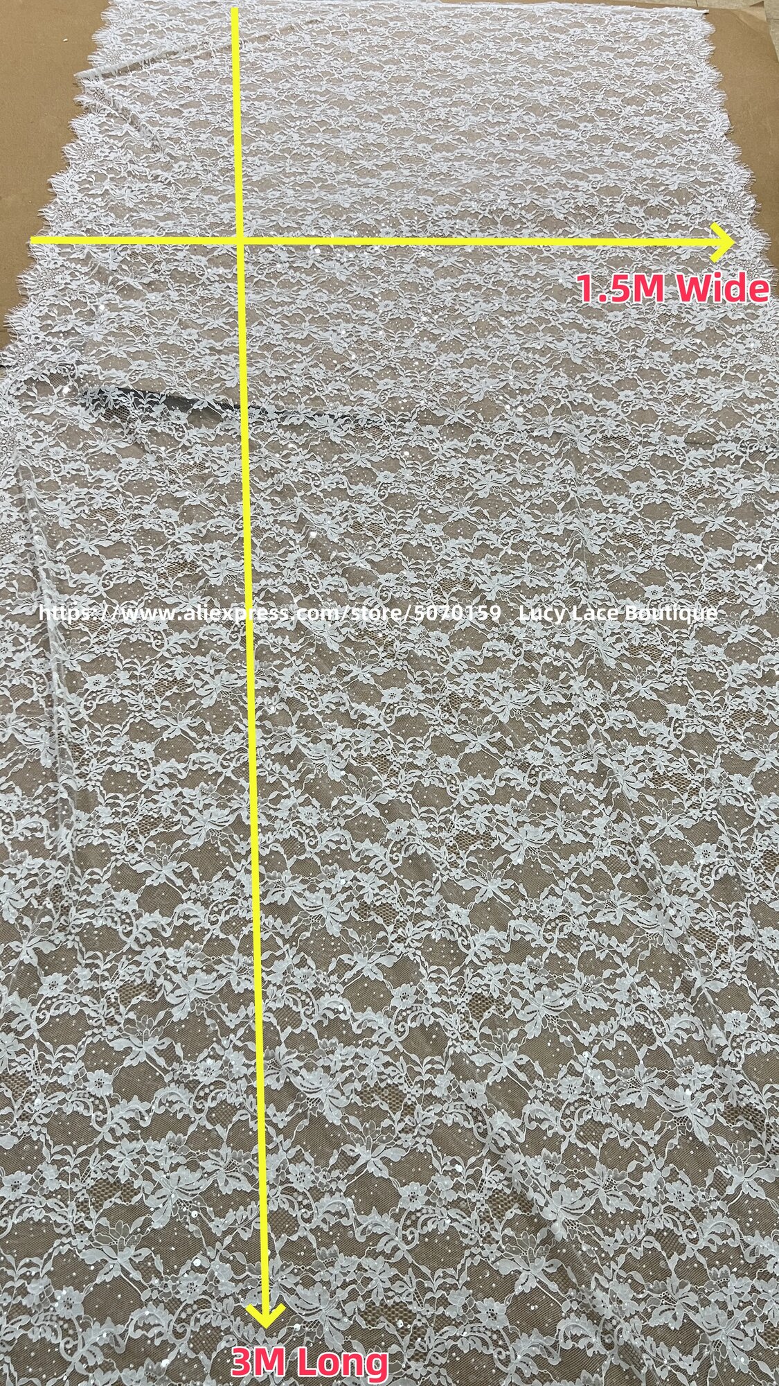 Французское кружево шантильи с бисером 3 м