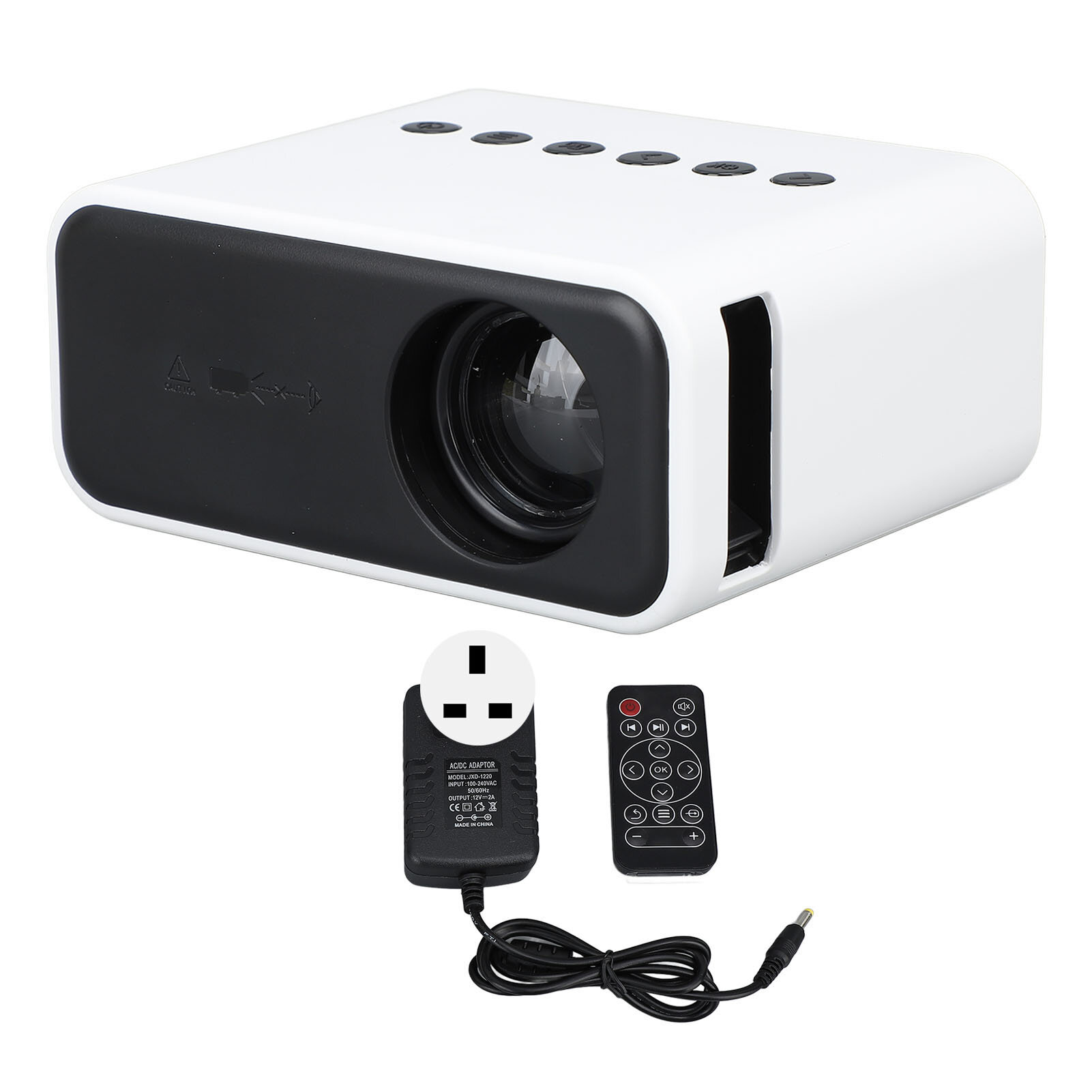 Мини -проектор многофункциональный HD 1080p Wi -Fi Wireless Wired Screen Projection Пульт дистанционного управления USB Portable Home Theatre Projector 100–240 В белая плавка Великобритании