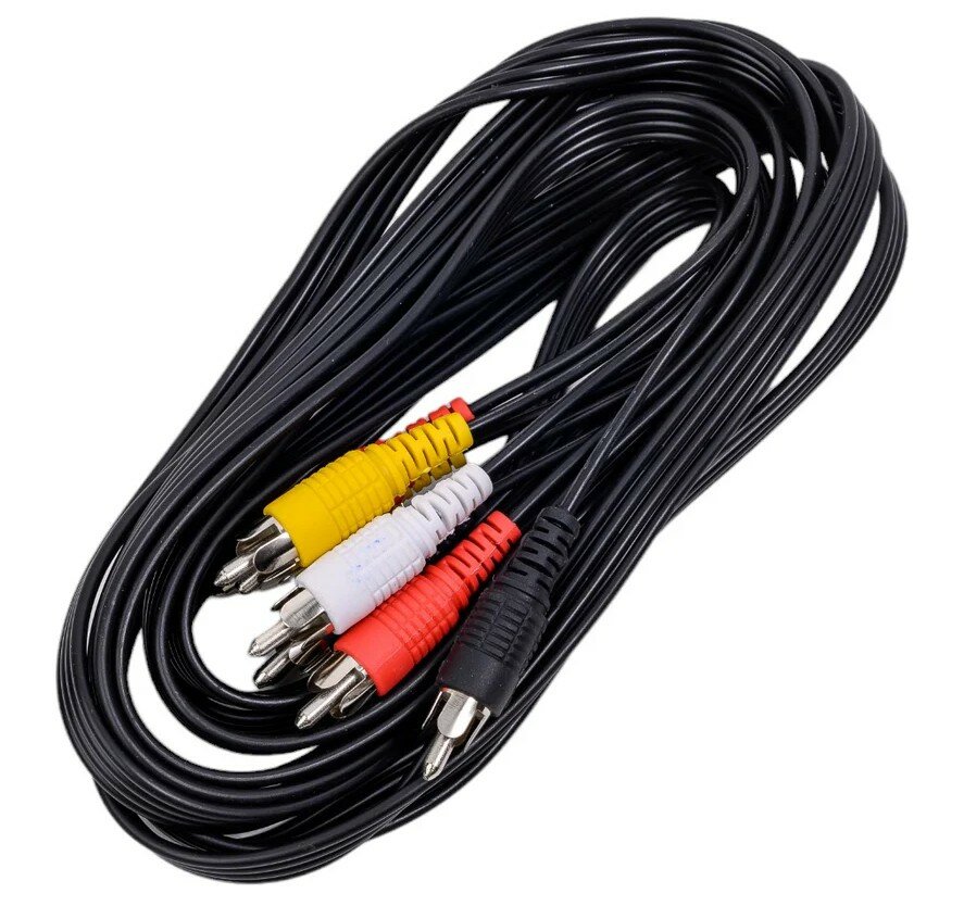 Кабель REXANT 4x4 RCA, для аудио- и видеотехники, 3м, 8 разъемов, чёрный