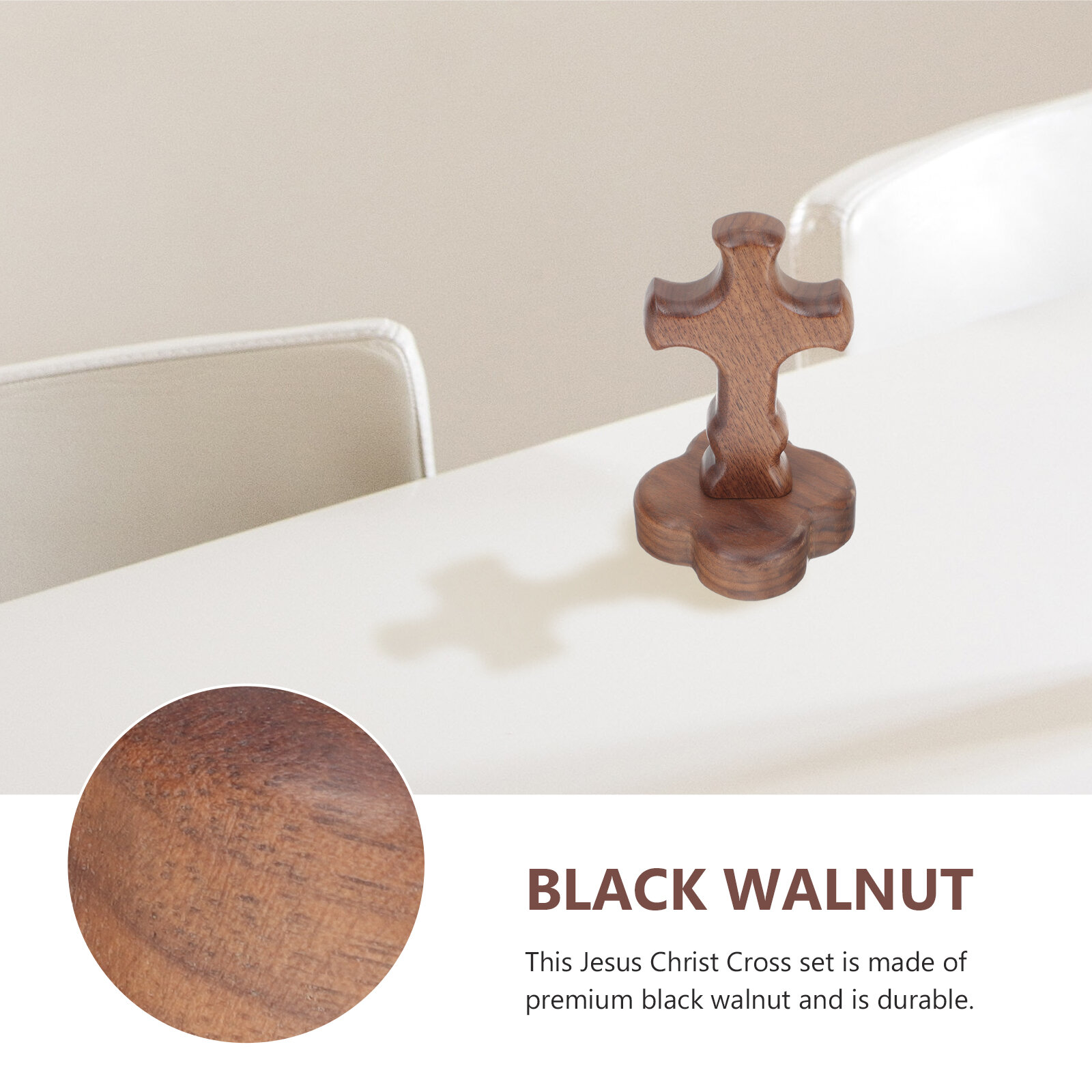 Декоративный Крест Светло-Коричневый Из Дерева И Пластика Для Интерьера 1 Комплект