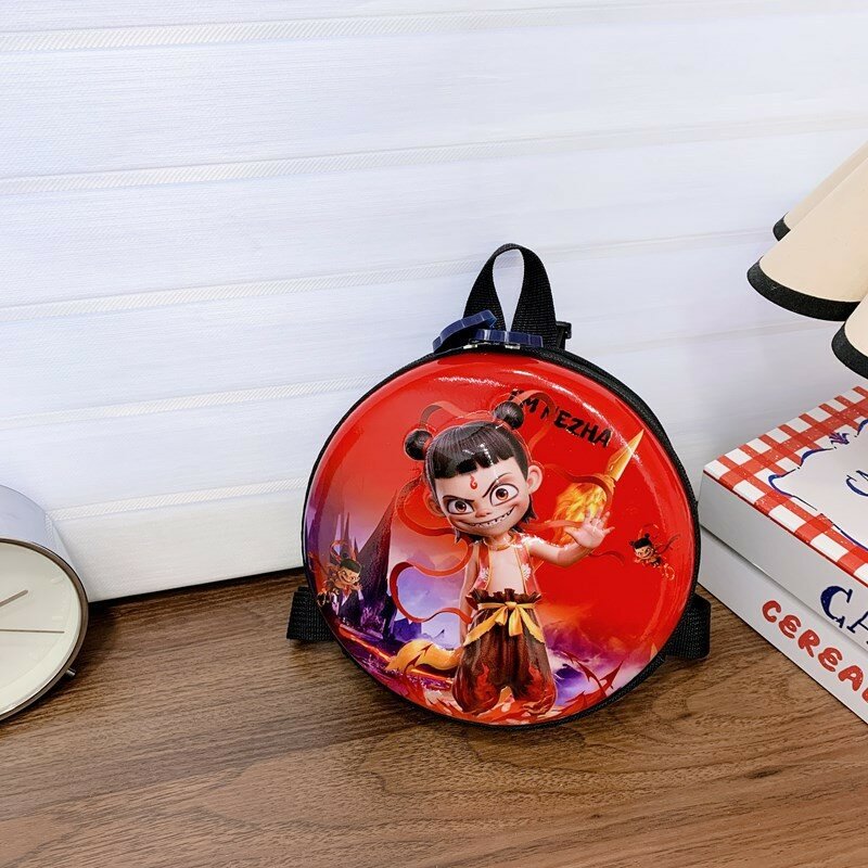 Ne zha pattern kids cartoon school bag with airflow design for toddler boys and girls red
