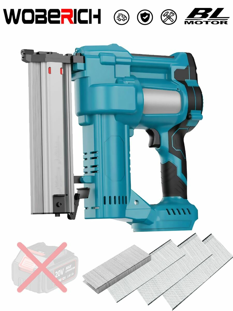 Бесщеточный гвоздезабивной/степлер 2 в 1, электрический пистолет для гвоздей (без батареи)