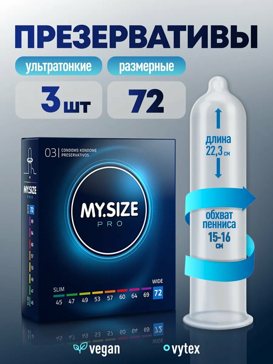 Презервативы MY.SIZE 72 №3 увеличенный объем, 22,3*7,2см, 3шт