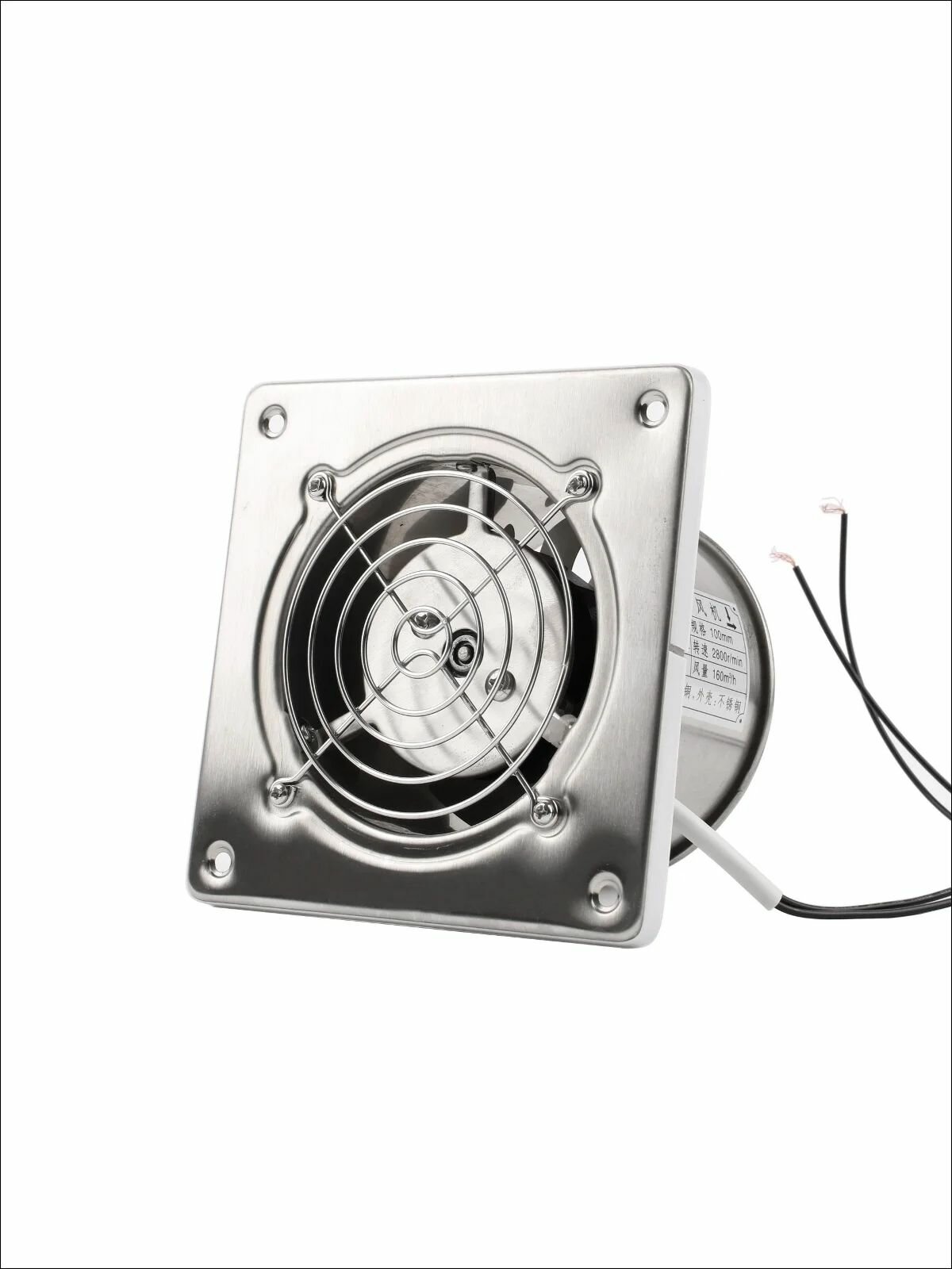 Вытяжной вентилятор из нержавеющей стали, вентиляция, 4 дюйма, квадратная форма, с крышкой, объем воздуха 160 м /час, двигатель из чистой меди, для кухни/туалета