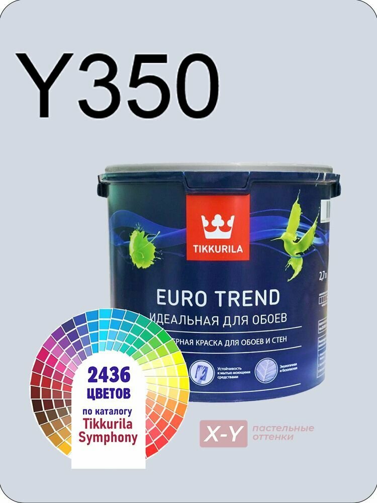 Краска для обоев Tikkurila Euro Trend 2,7л. пастельные оттенки Y350