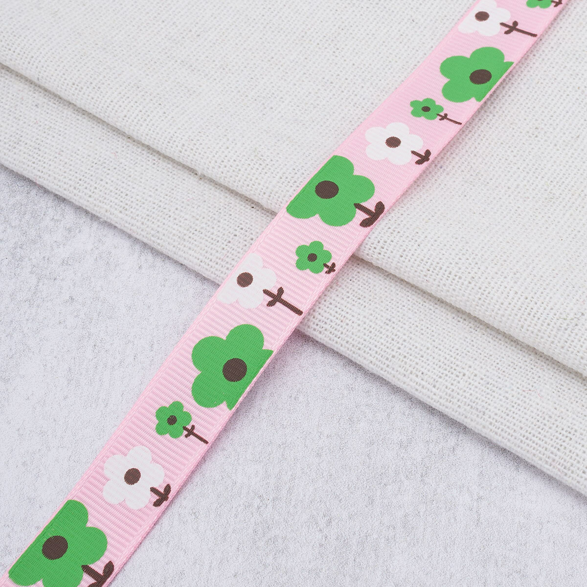 Лента декоративная для упаковки подарков, репсовая, с рисунком, 1,5 см х 45,72 м, цвет розовый