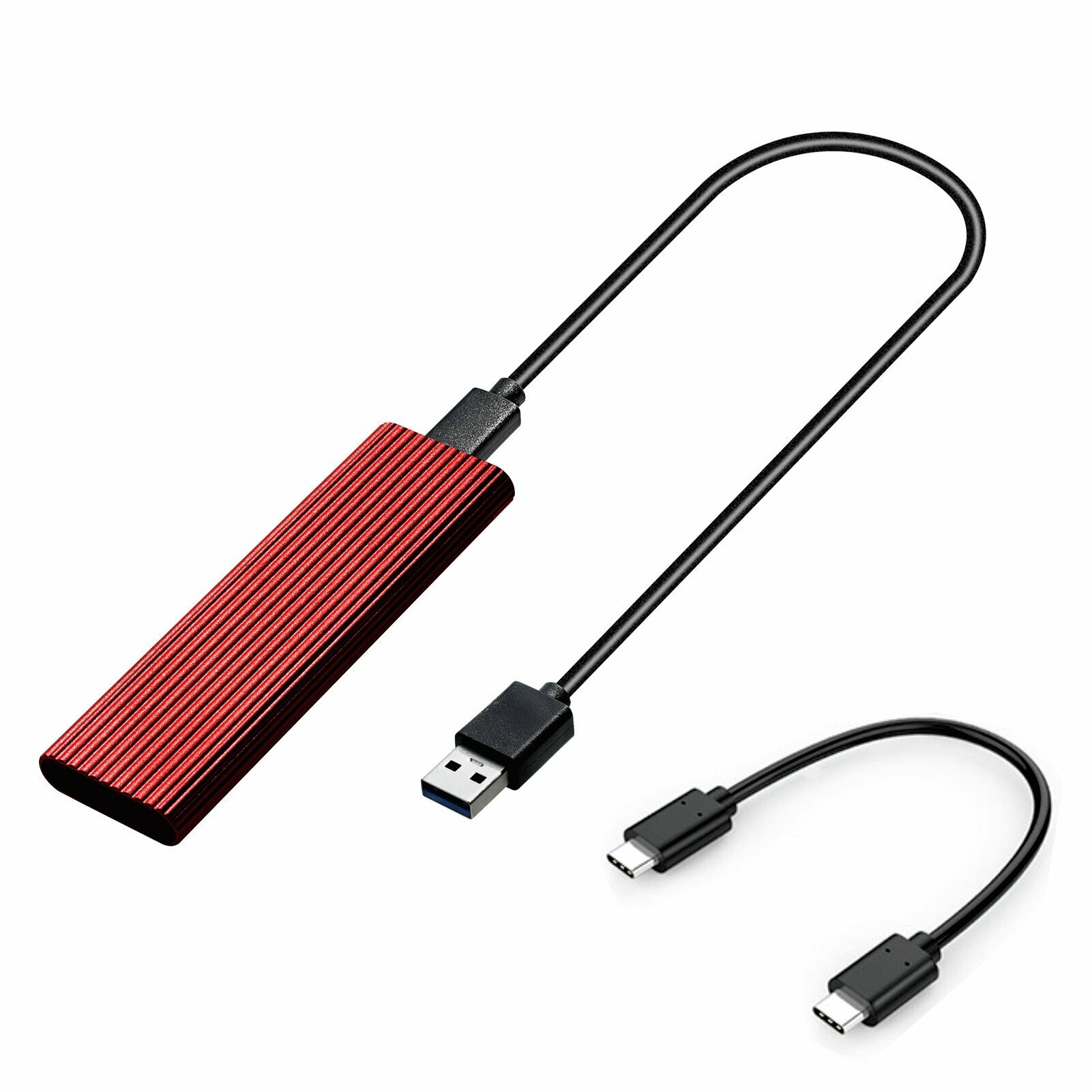 Корпус для жесткого диска M.2 NVME to USB 3.1, двойной протокол 10Gbps, алюминиевый корпус, без необходимости драйвера, поддержка SSD M2 (B Key/B+M Key/M Key), 22*30mm, 22*42mm, 22*60mm, 22*80mm, объем 2TB, цвет Красный, Синий, Черный, Серебристый